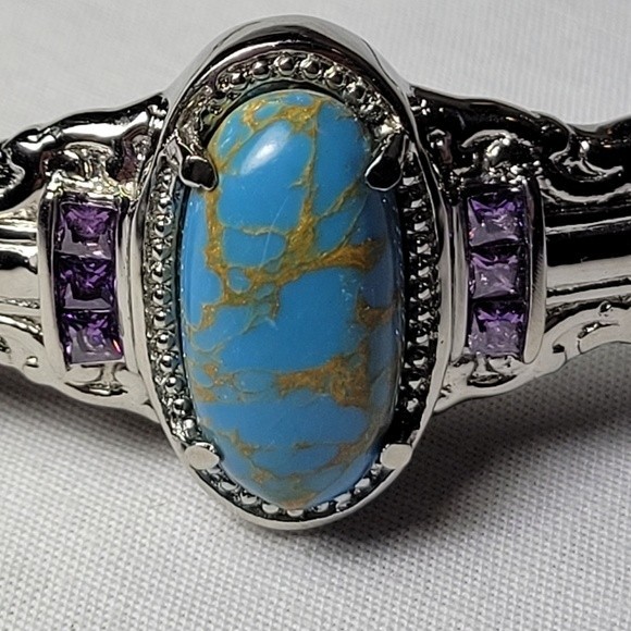 Jewelry | Silver Toned Western Style Bracelet With Blue Cabochon And ...